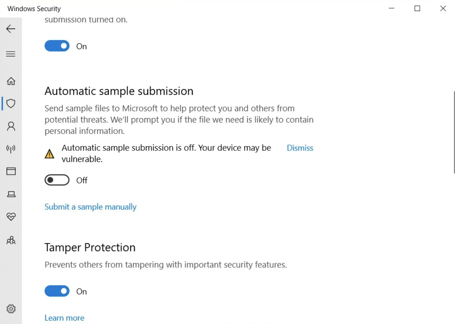 Windows 10 Defenderの勝手にMicrosoftにファイルアップロードする自動サンプル送信機能を無効化する方法 - PRSOL:CC